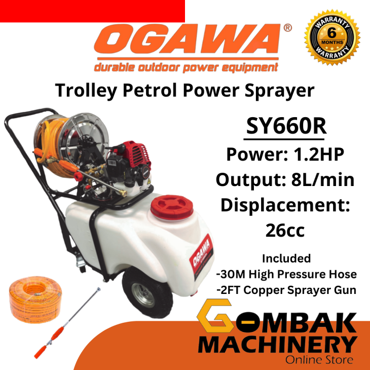 OGAWA SY660R Tank Trolley Petrol Power Sprayer (2-Stroke) with 30m ...