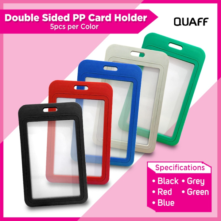 QUAFF Double Sided ID Holder Jacket Protector Case Vertical for Cards ...