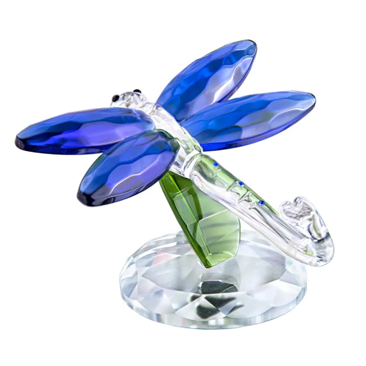 แก้วยืน Dragonfly Paperweight คริสตัลหุ่นรูปสัตว์ Blue Collection ตก ...