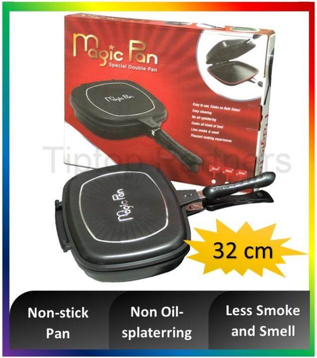 Magic Double Sided Frying Pan 32cm (Double Sided Reversible Frying Pan ...