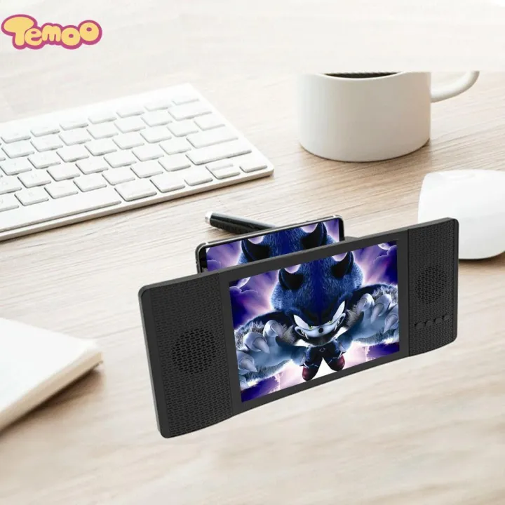 Temoo สามมิติขยาย 8 นิ้วสก์ท็อปไม้ยึดโทรศัพท์มือถือวิดีโอหน้าจอแว่นขยาย ...
