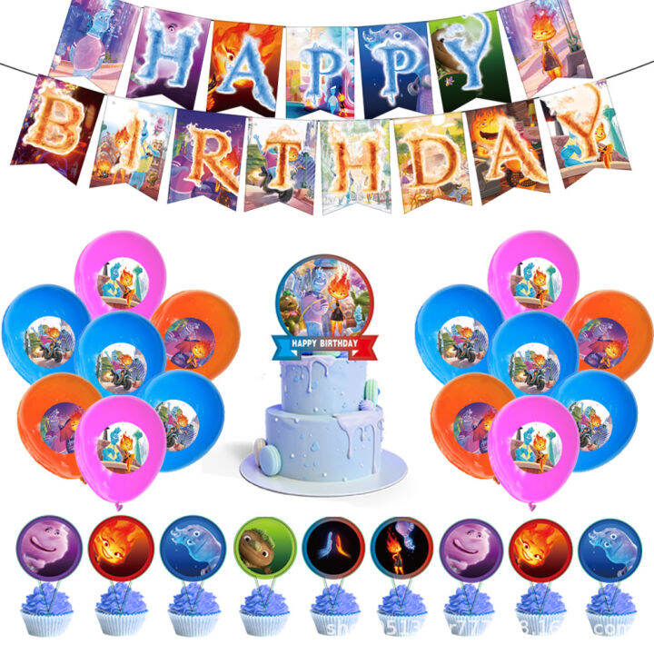 Elemental Theme kids birthday party decorations banner cake topper ...