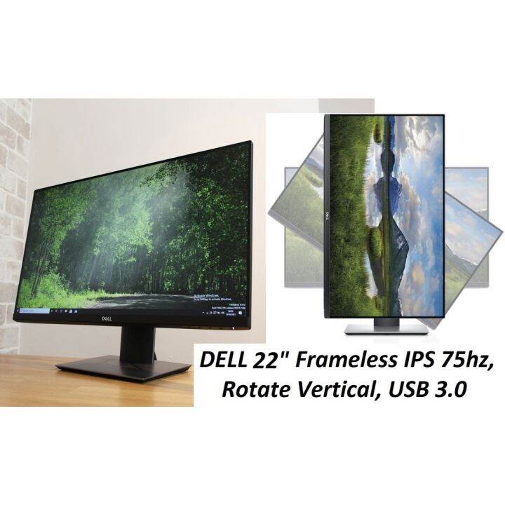 DELL 22 P2219H IPS Slim Frameless 75hz LED monitor Rotate Vertical ...