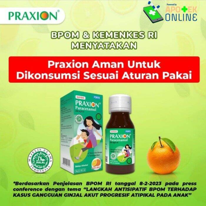 PRAXION 250MG/5ML FORTE 60 ML/PARACETAMOL/NYERI/DEMAM/SAKIT KEPALA ...