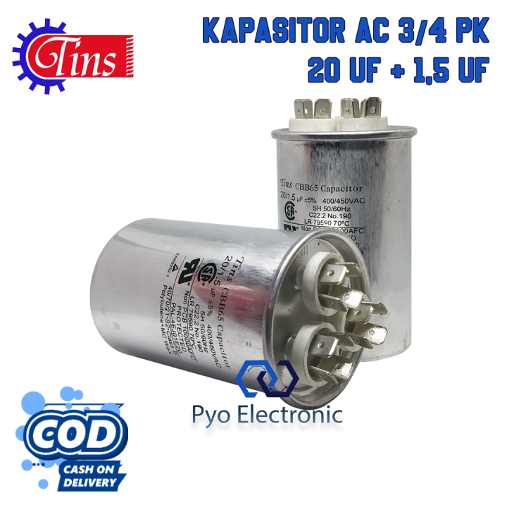 KAPASITOR AC LG 3 KAKI 20 UF +1,5 UF UNTUK AC 3/4 PK MEREK TINS BODY ALUMINIUM | Lazada Indonesia
