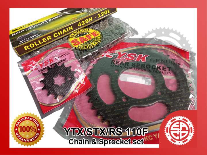 Chain and Sprocket Set YTX 125/STX/RS 110F (38/42/45/48T) | Lazada PH