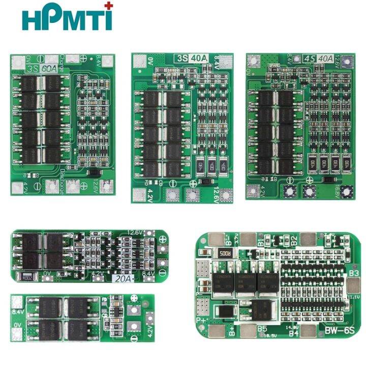 1S / 2S / 3S / 4S / 6S BMS Balance 20A 30A 40A 60A 12V/24V Li-Ion ...