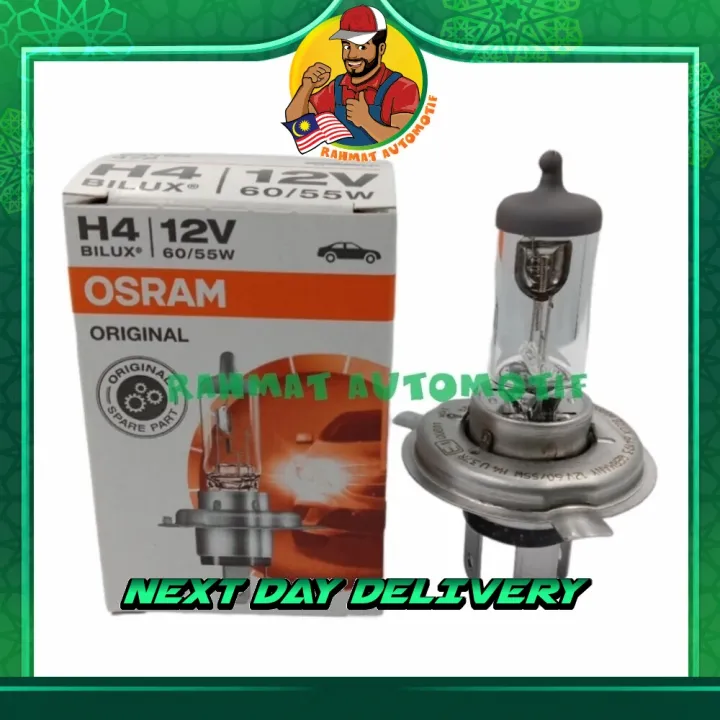 Original Osram H4 12V 60/55W Halogen Light Bulb Mentol Lampu Saga Wira ...