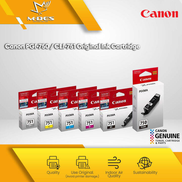 Canon PGI-750 CLI-751 Black / Cyan / Magenta / Yellow Original Ink ...