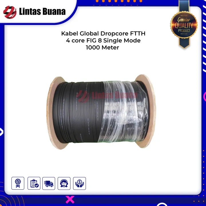 Kabel Dropcore FTTH 4 core FIG 8 Single Mode 1000 Meter Global | Lazada ...