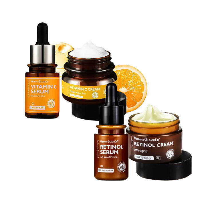 VIBRANT GLAMOUR Natural Retinol Sets Face Cream+Facial Serum & VC Face ...