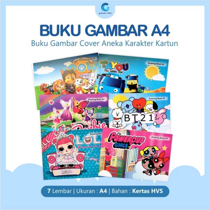 Buku Gambar Anak Karakter Kartun Ukuran A4 | Lazada Indonesia
