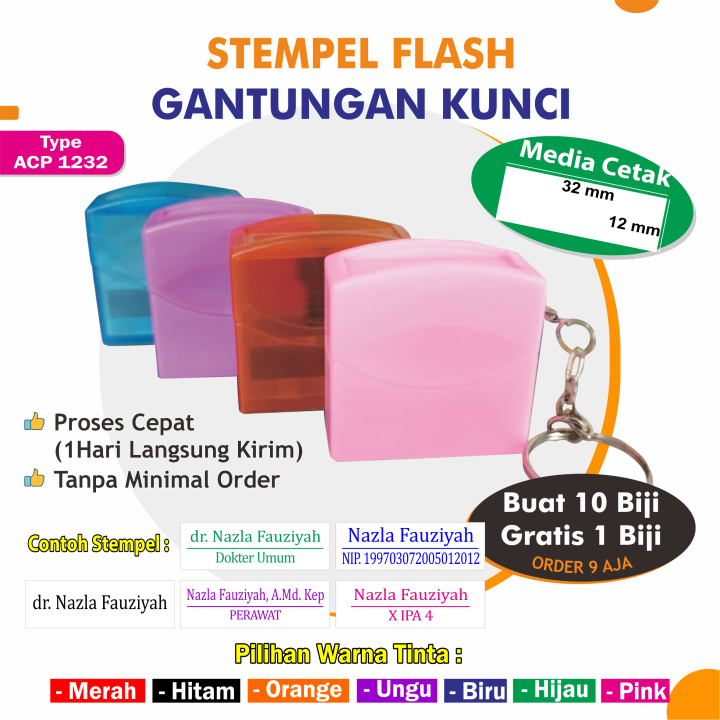 Stempel Nama Dokter Perawat Bidan Apoteker Pegawai NIP SIP NIK NIRA Gantungan Kunci Tipe APC ...