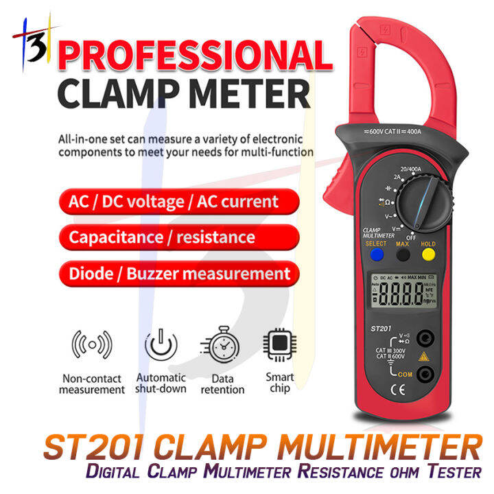 Digital Clamp Multimeter Resistance ohm Tester AC DC Clamp Ammeter ...
