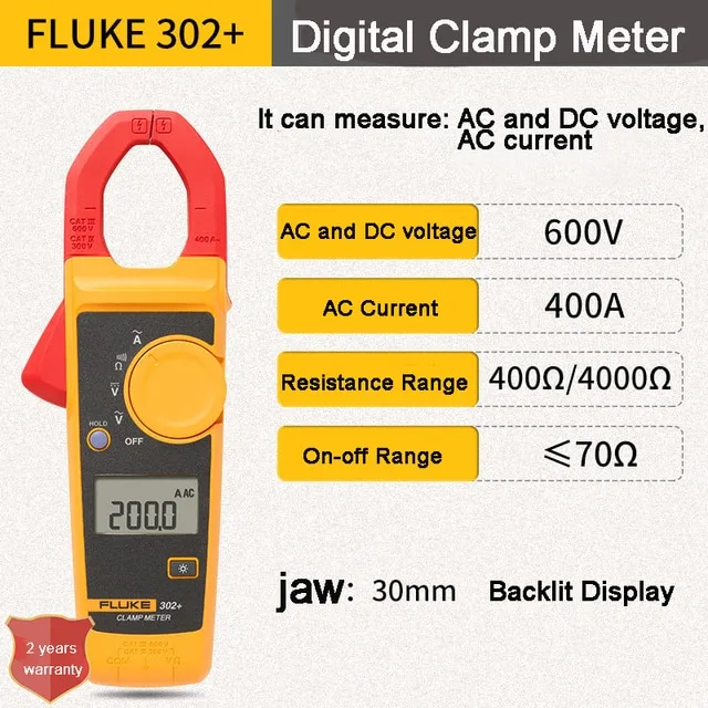 Fluke 302+ 303+ 305+ Digital Current Clamp Meter Pliers Ammeter ...