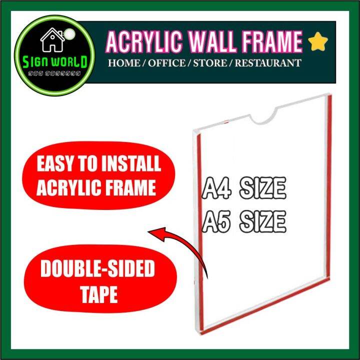 A4 A5 A3 Clear Acrylic Wall Frame / Paper Holder Poster Photo Display ...