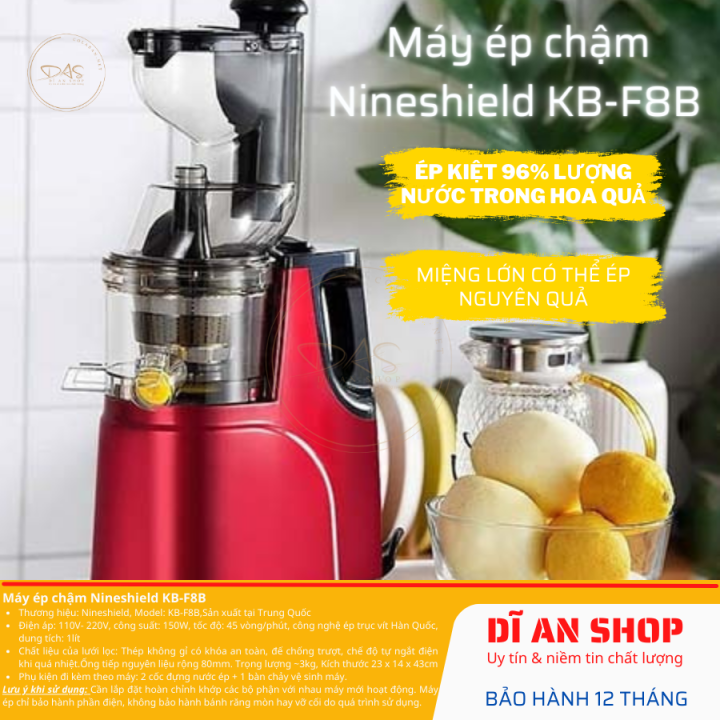 Máy ép chậm Nineshield KB-F8B vắt kiệt 96% lượng nước, hoạt động êm ái, bảo hành 12 tháng ...