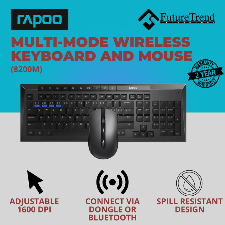 Rapoo 8200M Multi-mode Wireless Keyboard and Mouse | Lazada