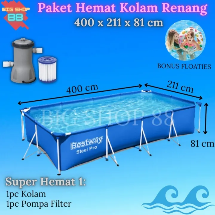 BESTWAY KOLAM RENANG ANAK JUMBO BIG BESAR KOLAM PORTABLE FRAME POOL ...