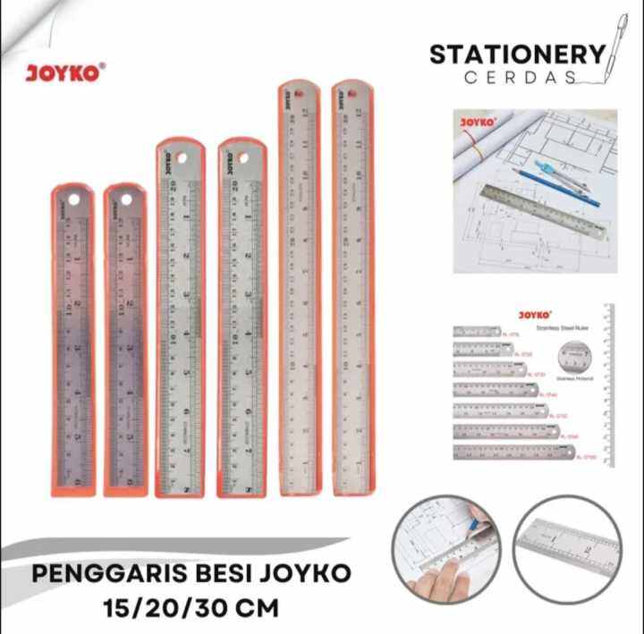 Joyko Stainless Steel Ruler Penggaris Besi 30 CM DAN 20 CM | Lazada Indonesia
