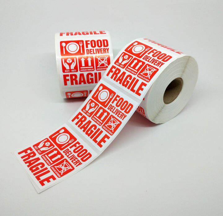 Sticker Food Delivery 100 pcs Stiker Pengiriman Makanan Fragile Hati ...