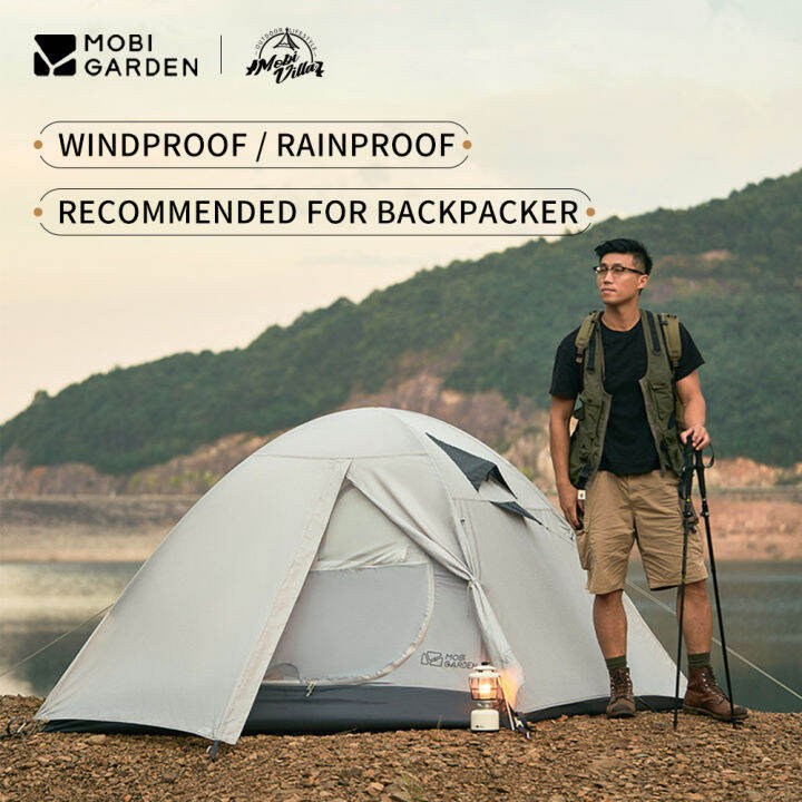 MOBI GARDEN เต็นท์ตั้งแคมป์2-4คนน้ำหนักเบาแบกเป้เต็นท์กันน้ำ Windproof ...