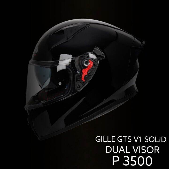 Gille Helmet GTS-V1 Solid Shell Glossy Black with Silver Logo | Lazada PH