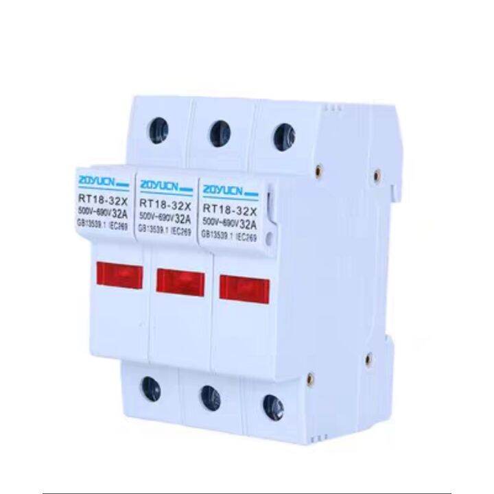 RT18-32X AC 380V Rail Mount cylinder fuse base Suitable for 10x38MM FUSE 1P 2P 3P 4P 32A DIN ...