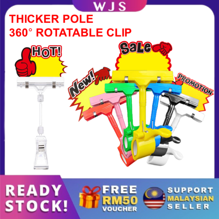 (THICKER POLE) WJS Price Tag Holder Clip Pop Card Stand For Advertising ...