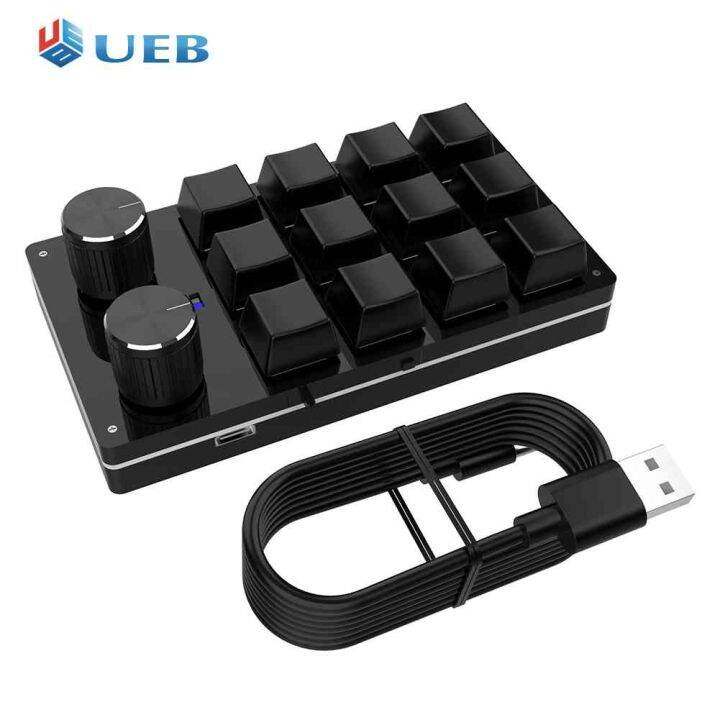 Macro Custom Gaming Keyboard 12 Key + 2 Knob Programmable Mechanical ...