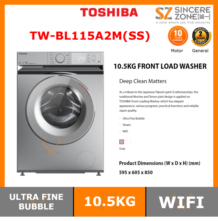 Toshiba TW-BL115A2M(SS) 10.5Kg Front Load Washer | Lazada