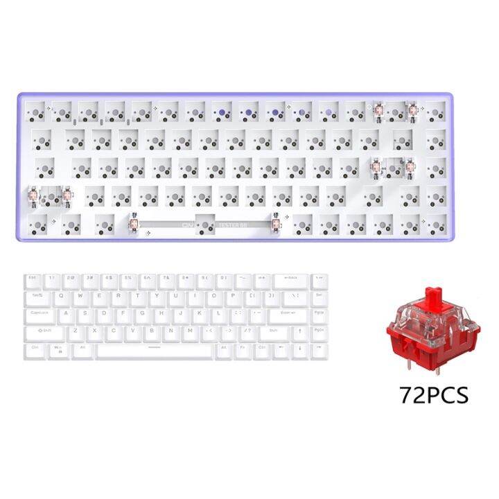 TESTER68 Customized Mechanical Keyboard+Red Axis+Keycap Kit Hot Swap 2 ...