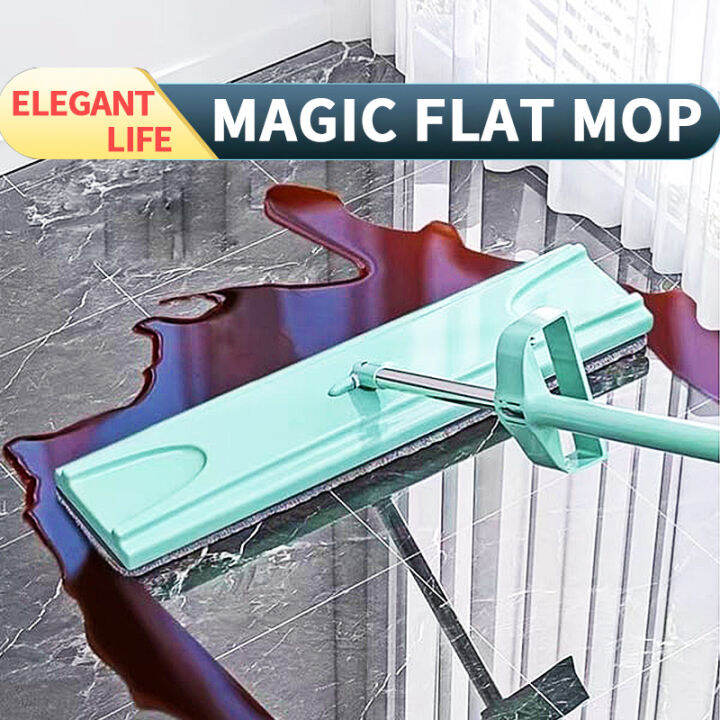 【Local Delivery】Magic Washing Flat Mop Free Hand Washing Squeeze Mop ...