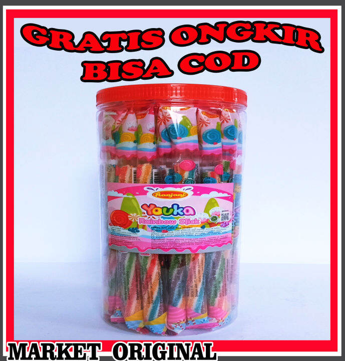 1 TOPLES PERMEN STICK YOUKA RAINBOW ISI 30 PCS / PERMEN STICK ANEKA ...