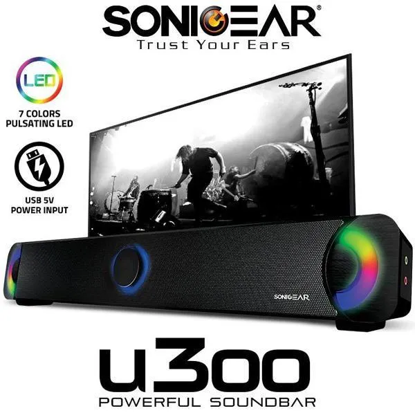 ลำโพง SonicGear U300 Powerful Sound Bar with Brilliant Light Effects | Lazada.co.th