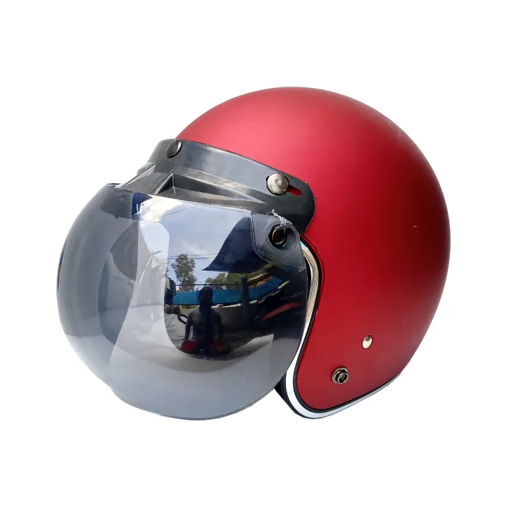 PREMIUM !!! Helm Retro List Chrome Kaca Cembung | Lazada Indonesia
