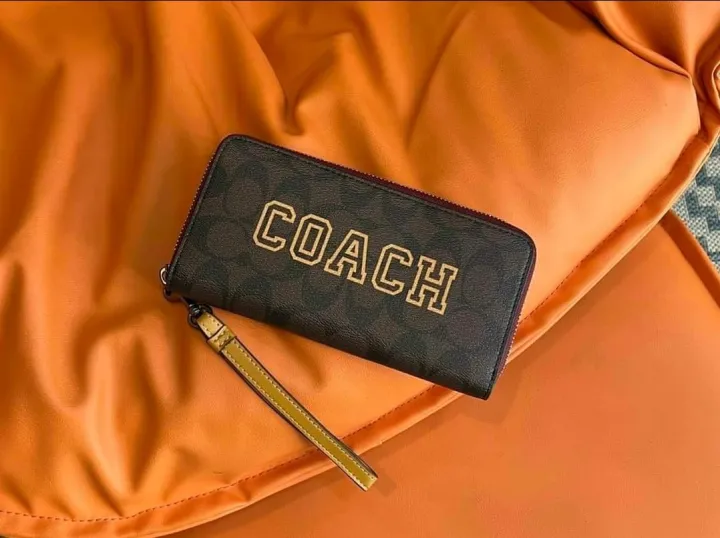 Coach CB856 Long Zip Around Wallet In Signature Canvas With Varsity ...
