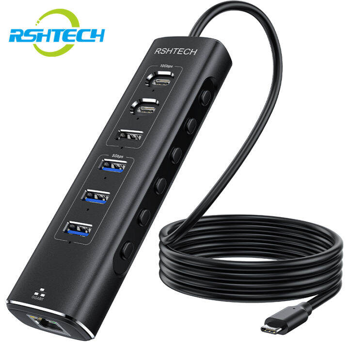 RSHTECH A107W Powered USB HUB 7-IN-1 USB 3.2 Gen 2 Type C Hub RJ45 ... RSHTECH A107W Powered USB HUB 7-IN-1 USB 3.2 Gen 2 Type C Hub RJ45 ...