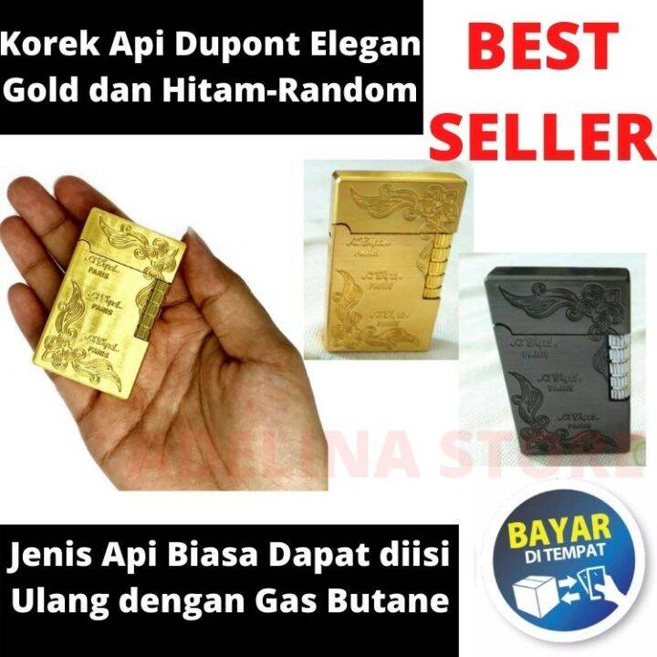 Korek Api Dupont Elegant [3572] Gold dan Hitam-Random Korek Api ...