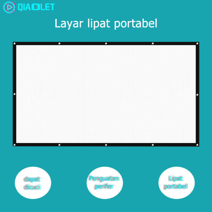 Layar Proyektor Lipat HD 100 inch 16: 9 QIAOLET Simple Layar Projector ...