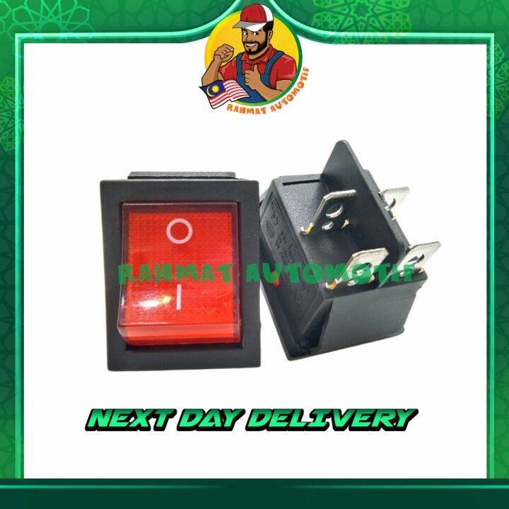 KCD4 Rocker Switch ON-OFF 2 Position 4 Pins SPST Panel Mount Standard ...