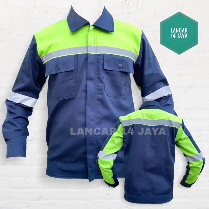 Wearpack Safety Atasan /Dongker polos/Kemeja Safety/Baju Kerja Lapangan ...
