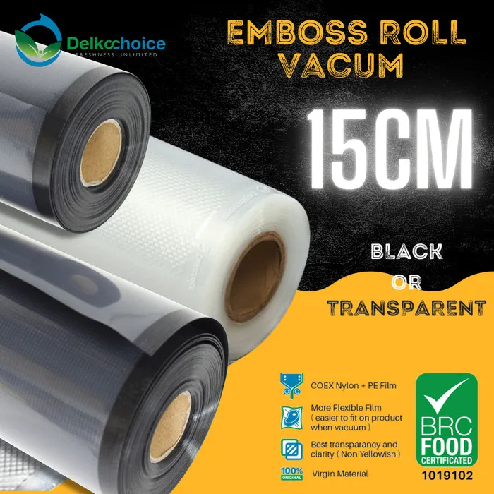 PLASTIK VACUM VAKUM VACUUM EMBOS EMBOSS EMBOSSED ROLL 15x500 - Hitam ...
