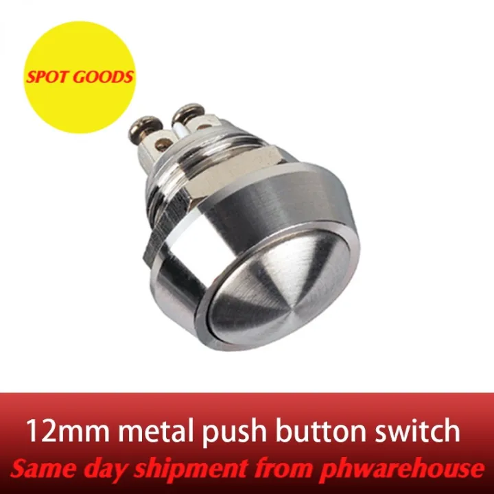 Push Button Momentary Passing Light Switch-Metal Waterproof 12MM ...