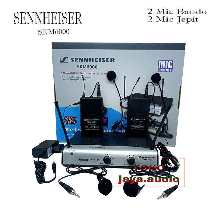 mic wireless sennheiser skm 6000 skm6000 2mic clip on + 2 mic headset mik imam sholat di masjid ...