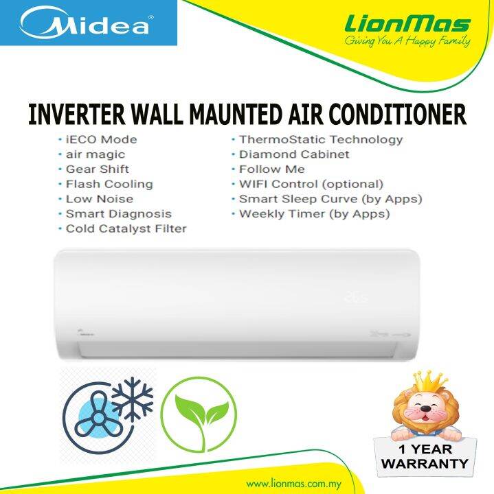 MIDEA 1.5HP XTREME SAVE INVERTER WALL MOUNTED SPLIT AIR CONDITIONER MSXS-13CRDN8 | Lazada