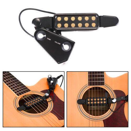 Pickup Gitar Akustik 12 Hole dengan Tone Volume Control Transducer Spul ...