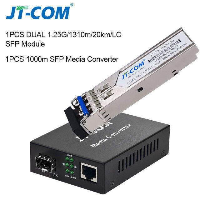 JT-COM Gigabit SFP Media Converter 1000Mbps Fiber to RJ45 Fiber Optic ...