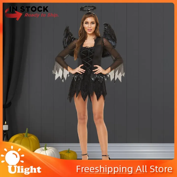 Ulight Fallen Angel Dress Costumes Women Fallen Angel Costume Halloween ...