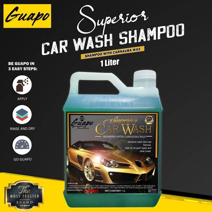 260mTj81 Guapo Car Care Superior Car Shampoo w/ Carnauba Wax Motor Wash ...